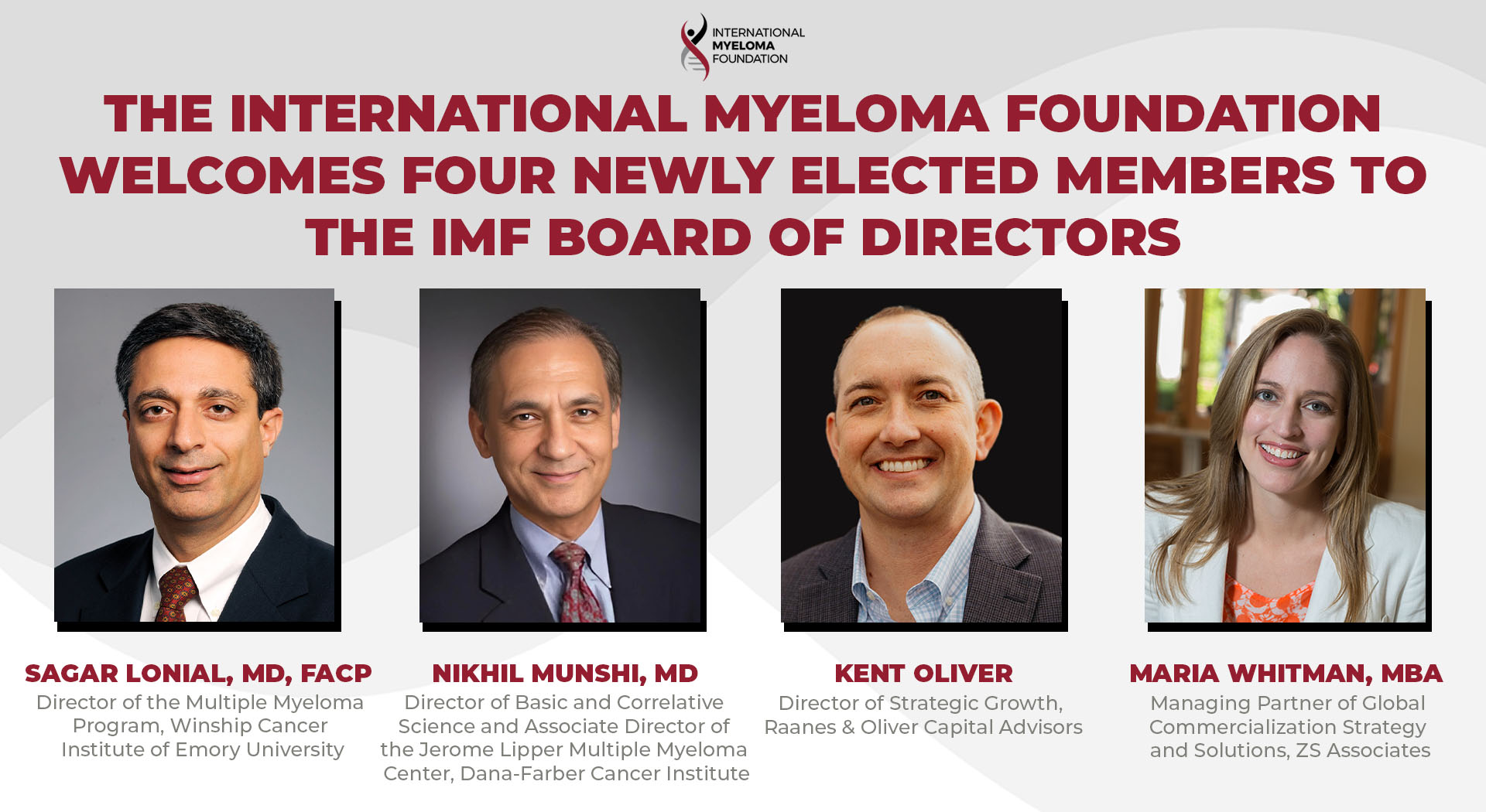 IMF Welcomes Four New Members to Board of Directors | Int'l Myeloma Fn